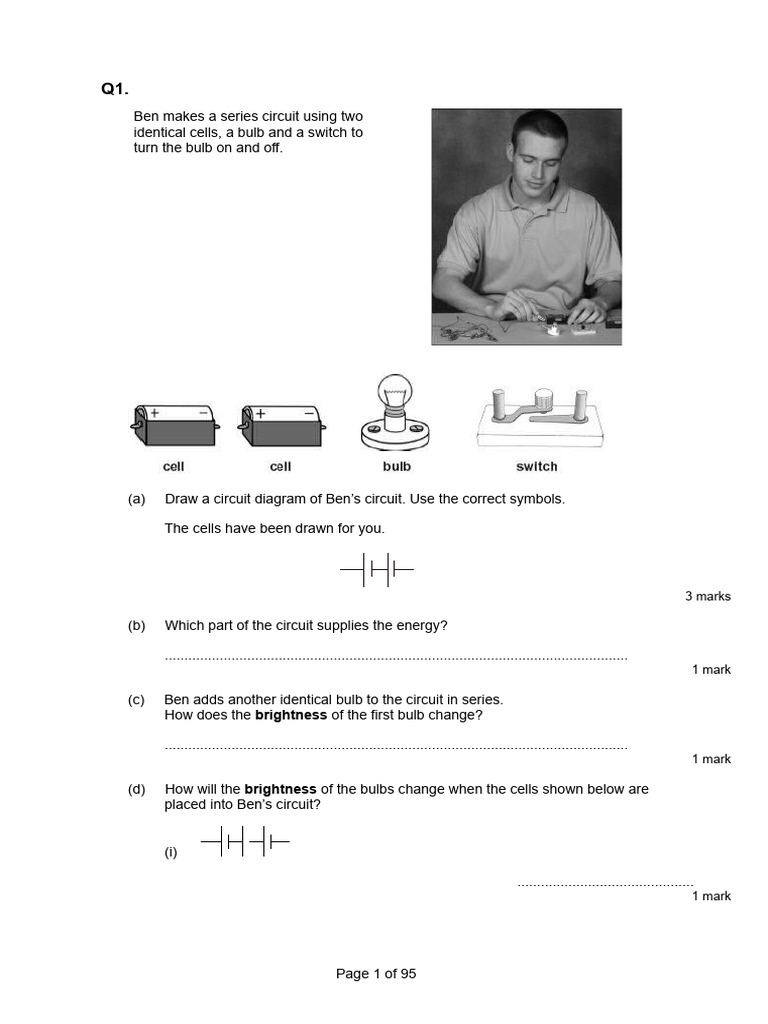 KS3 Electricity Circuit Questions | PDF | Series And Parallel Circuits ...