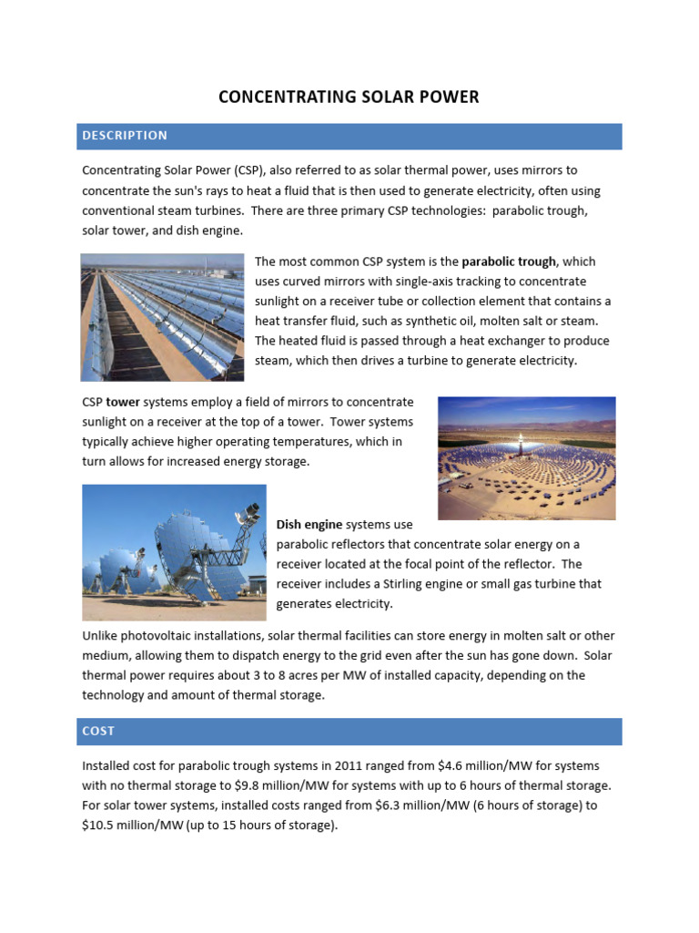 3 Combined Solar CSP | PDF | Solar Power | Solar Energy