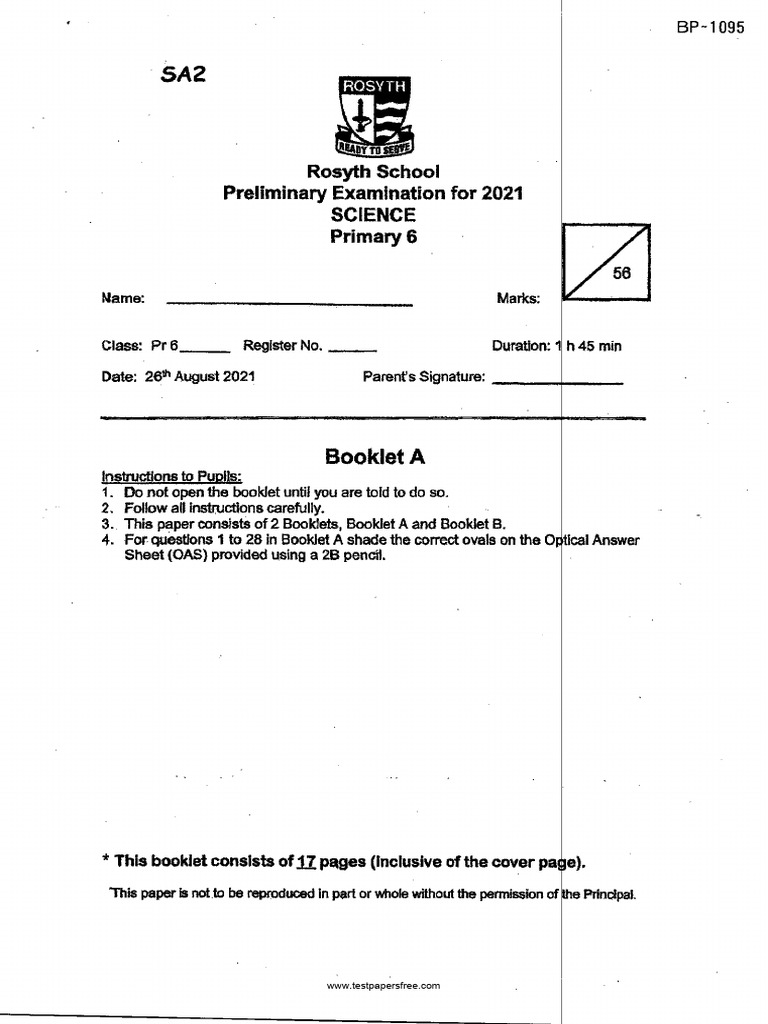 P6-Science-2021-SA2-Rosyth | PDF