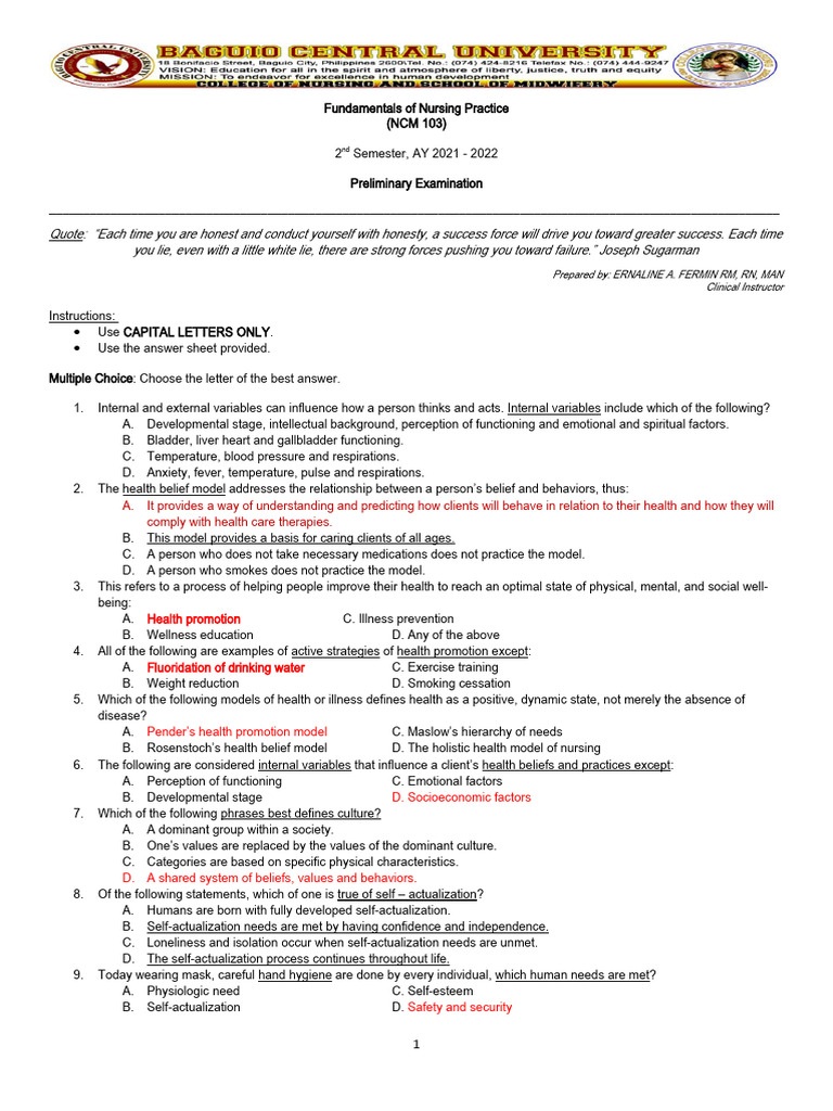 Fnp Lecture Prelims | PDF | Preventive Healthcare | Nursing