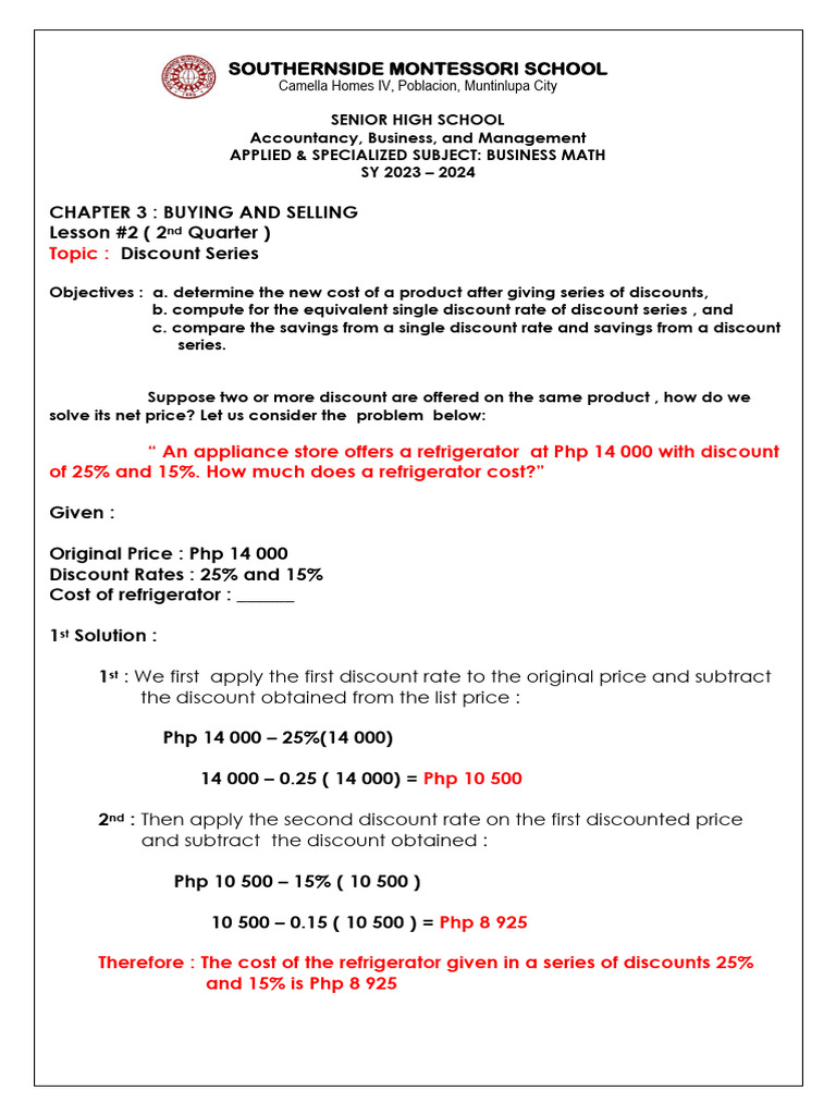 Understanding Discount Series Calculations | PDF | Prices | List Price