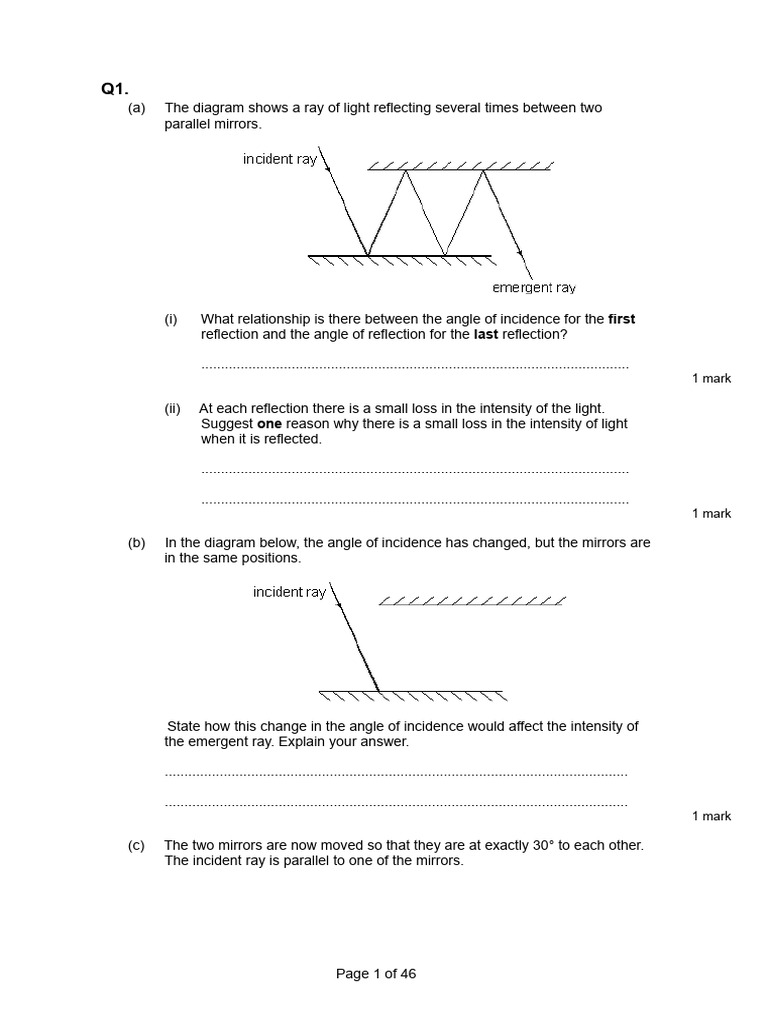 KS3 Light 2 | PDF | Mirror | Reflection (Physics)