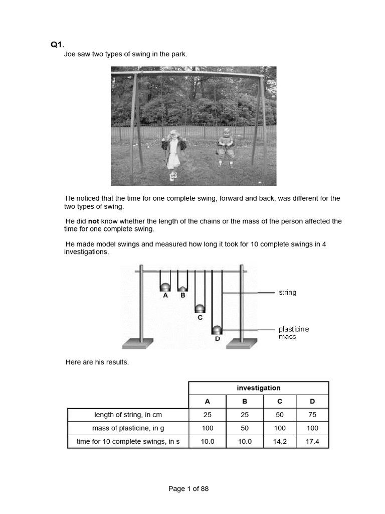 KS3 Forces Investigation Questions | PDF | Parachuting | Force