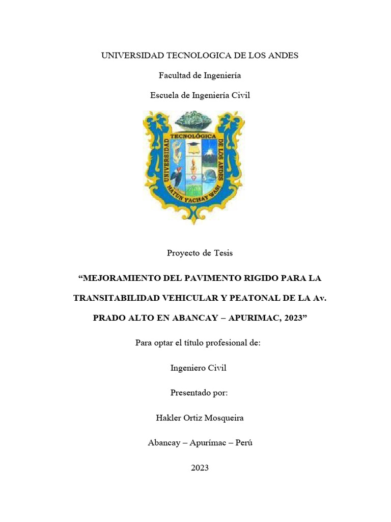 Mejora del Pavimento en Av. Prado Alto | PDF | Peatonal | Transporte