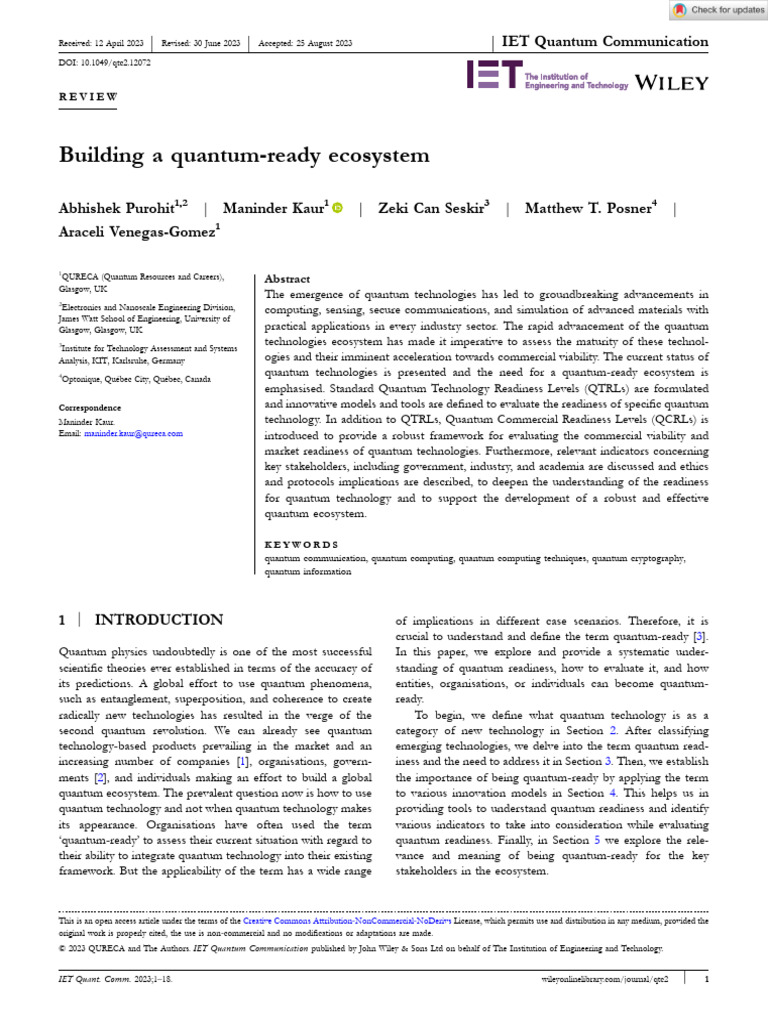 IET Quantum Communication - 2023 - Purohit - Building A Quantum Ready ...