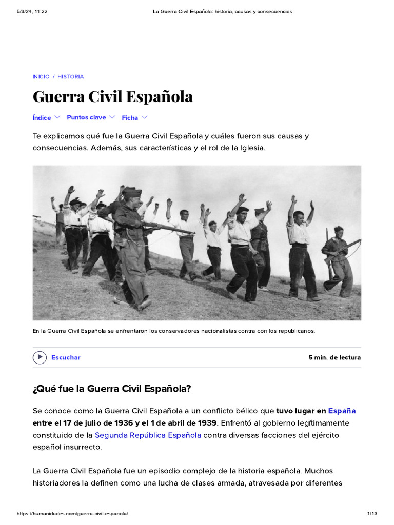 La Guerra Civil Española - Historia, Causas y Consecuencias | PDF ...