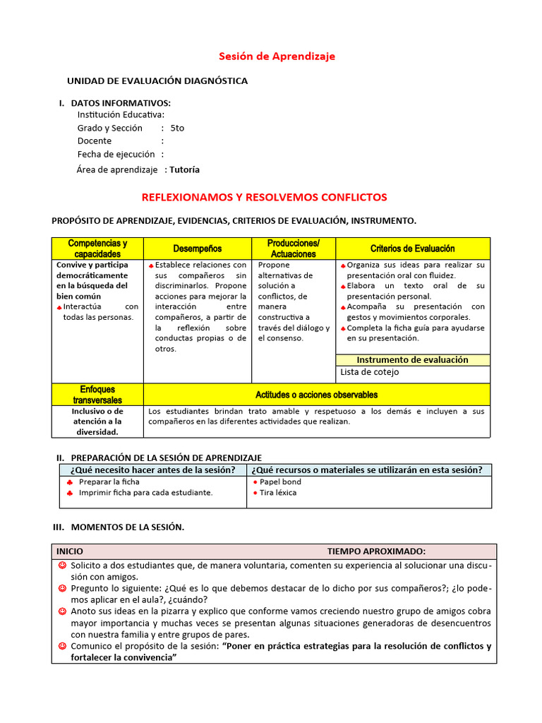 Estrategias para Resolver Conflictos Escolar | PDF | Evaluación ...