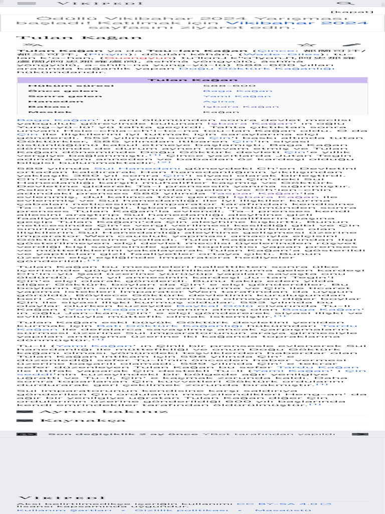 Tulan Kağan - Vikipedi | PDF