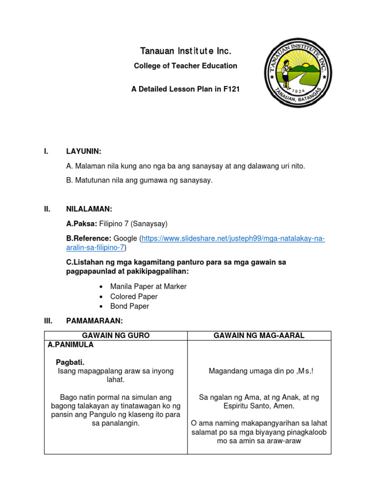 Contrerasslesson Plan F121 | PDF