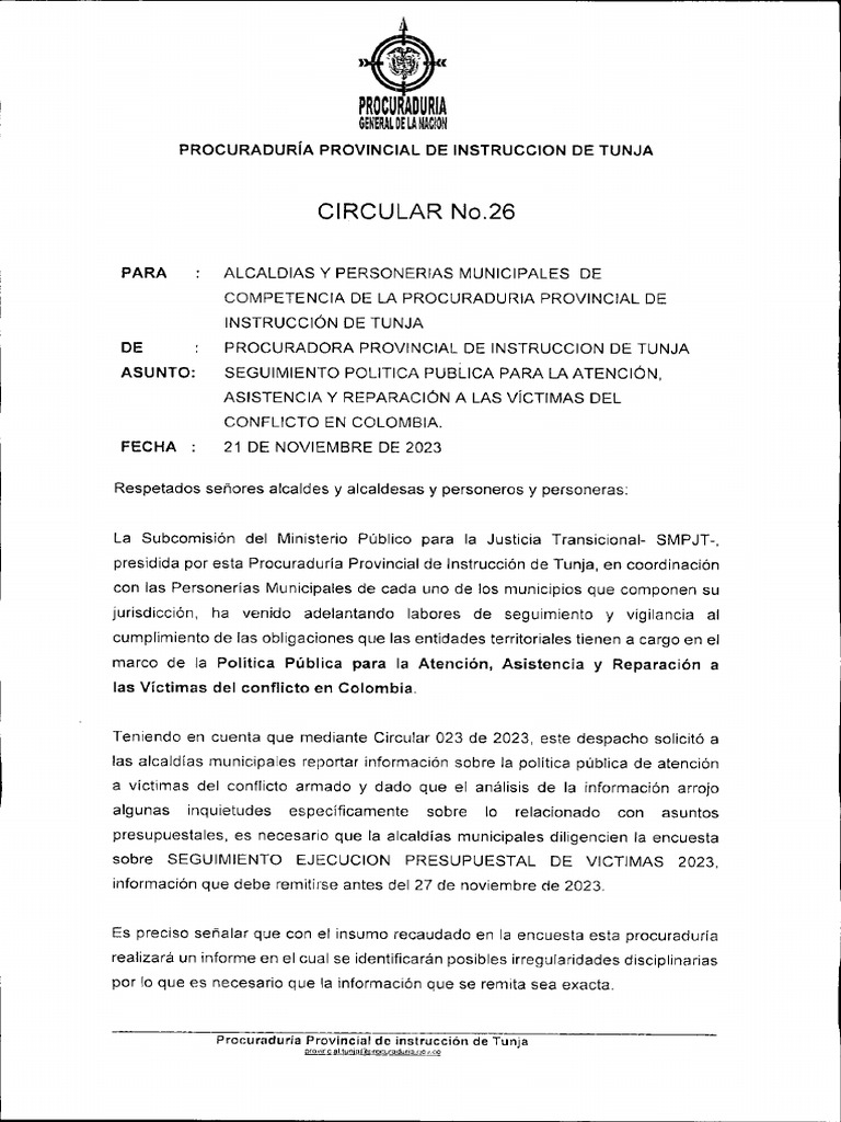 CIRCULAR #26 de 2023 | PDF