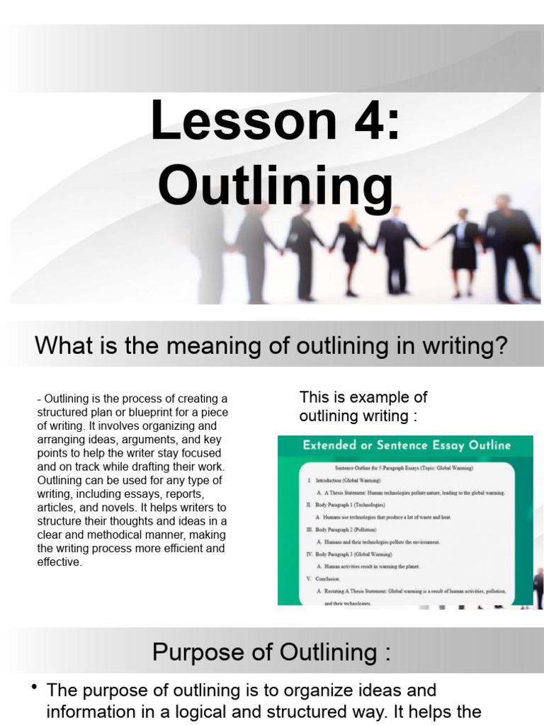 Lesson 4. Outlining in Writing | PDF | Essays | Human Communication