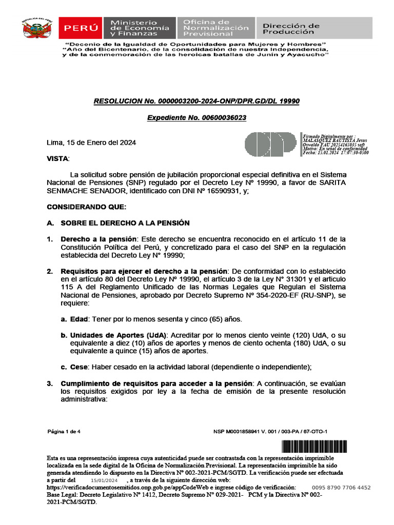 Resolucion de La Onp | PDF | Jubilación | Pensión