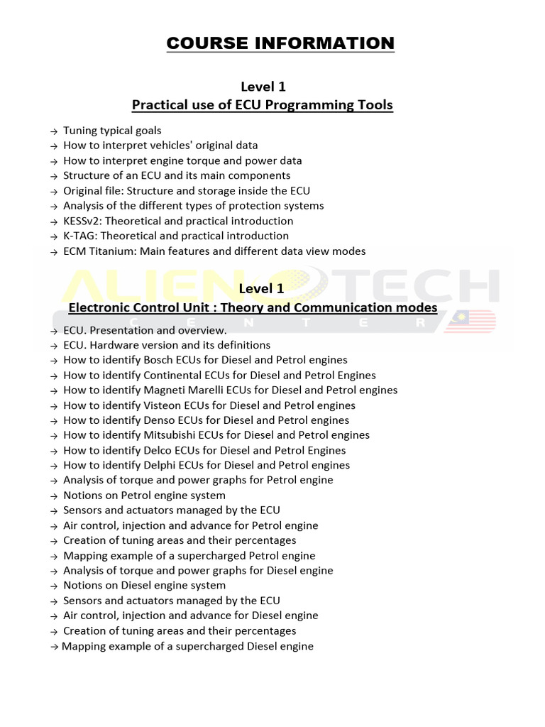 Alientech Course Information | PDF | Diesel Engine | Engines