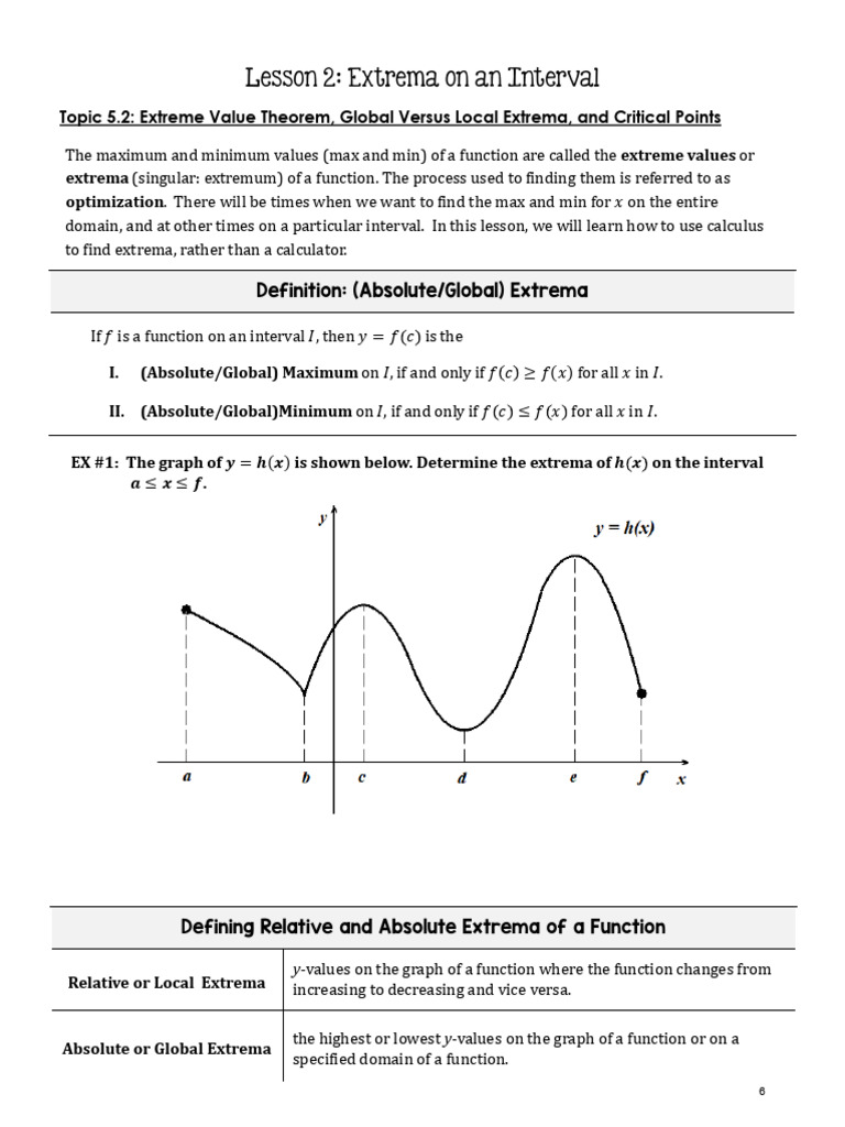 Lesson 2: Extrema on an Interval (NOTES) | PDF | Functions And Mappings ...