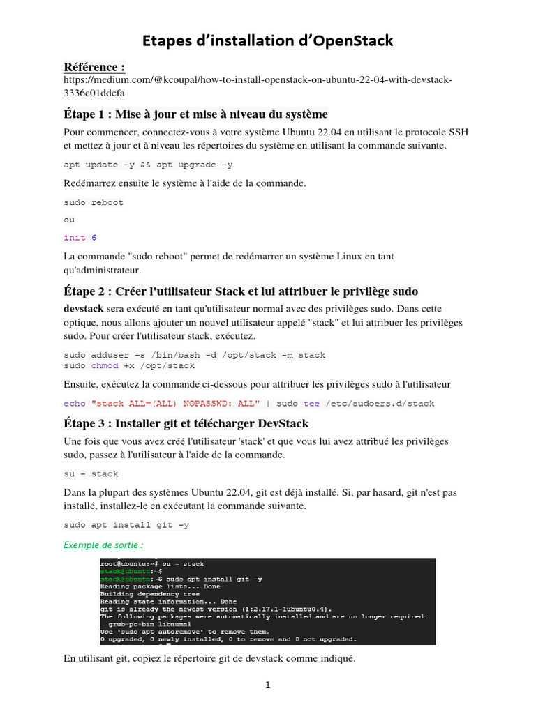 Etapes D'installation d'OpenStack | PDF | OpenStack | Sudo