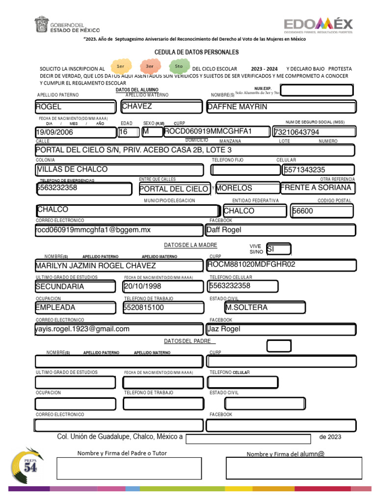 Cedula 2023-2024 | PDF