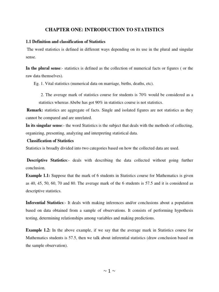 Chapter One | PDF | Statistics | Level Of Measurement