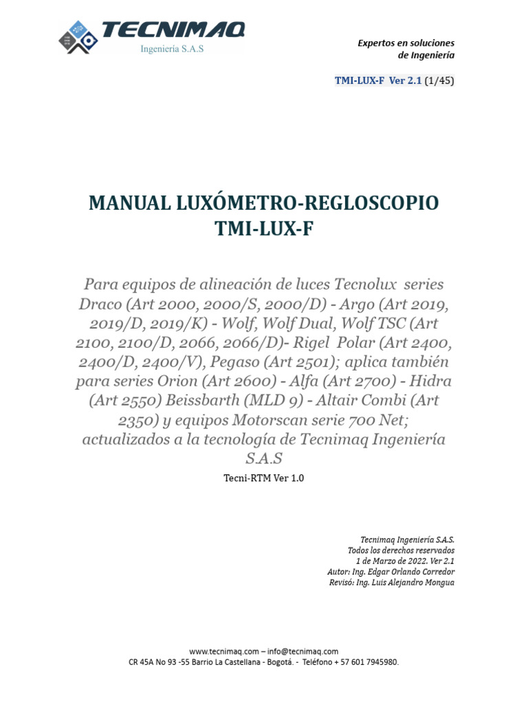 Manual Luxometro TMI LUX F | Descargar gratis PDF | Quemar | Residuos