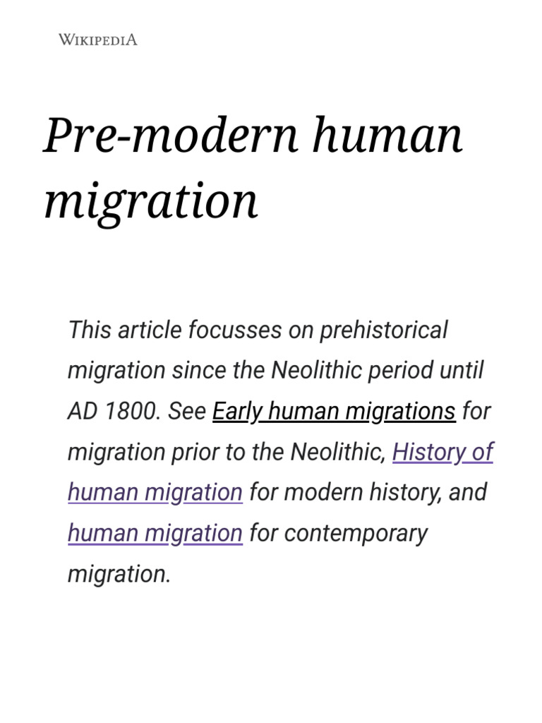 Pre-Modern Human Migration Overview | PDF