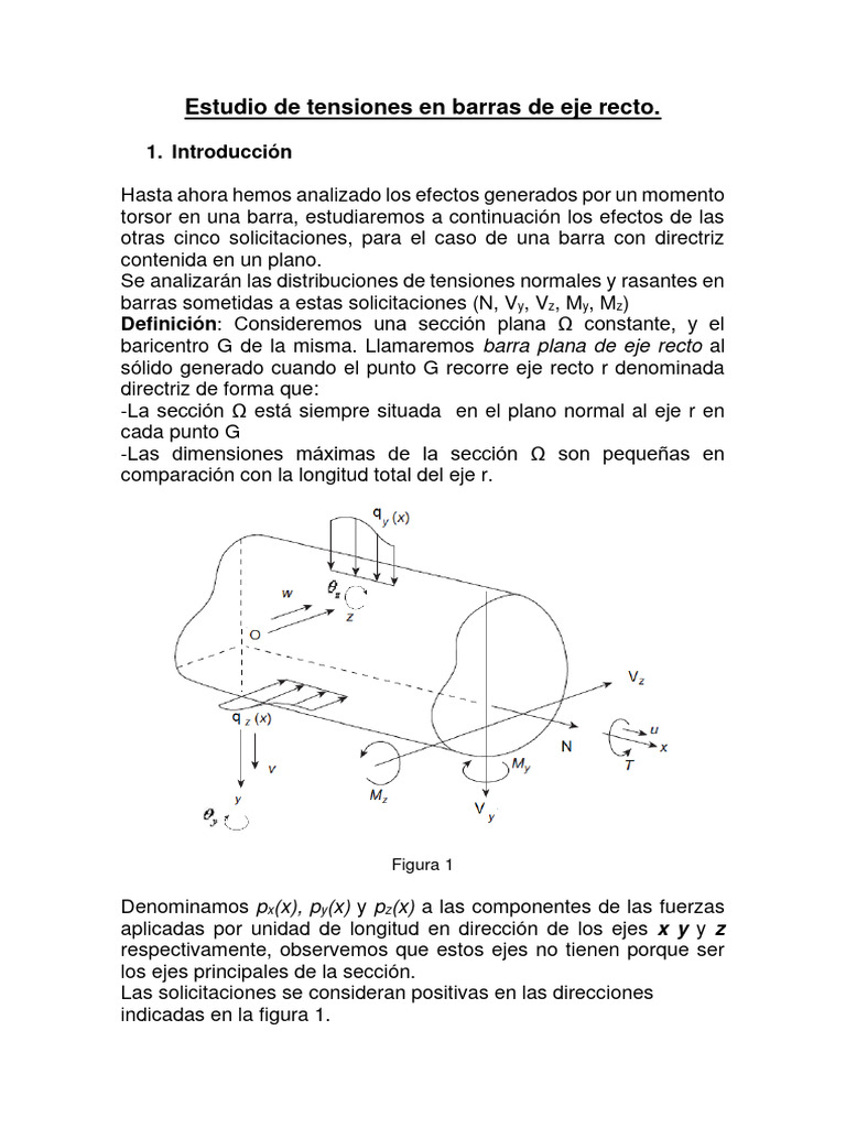 Tensiones en Barras de Eje Recto | PDF | Estrés (Mecánica) | Física