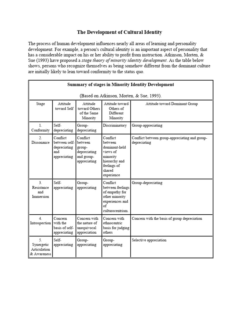 The Development of Cultural Identity | PDF | Minority Group | Teachers