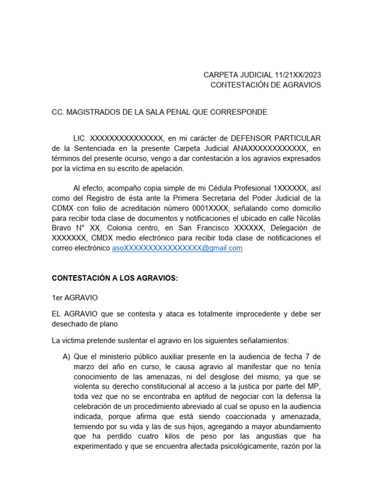Anaxxx Contestacion de Agravios Penal 2024 | PDF | Victimologia ...