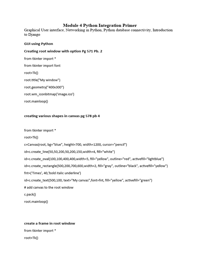 Module 4 Python Integration Primer | PDF | Port (Computer Networking) | Network Socket