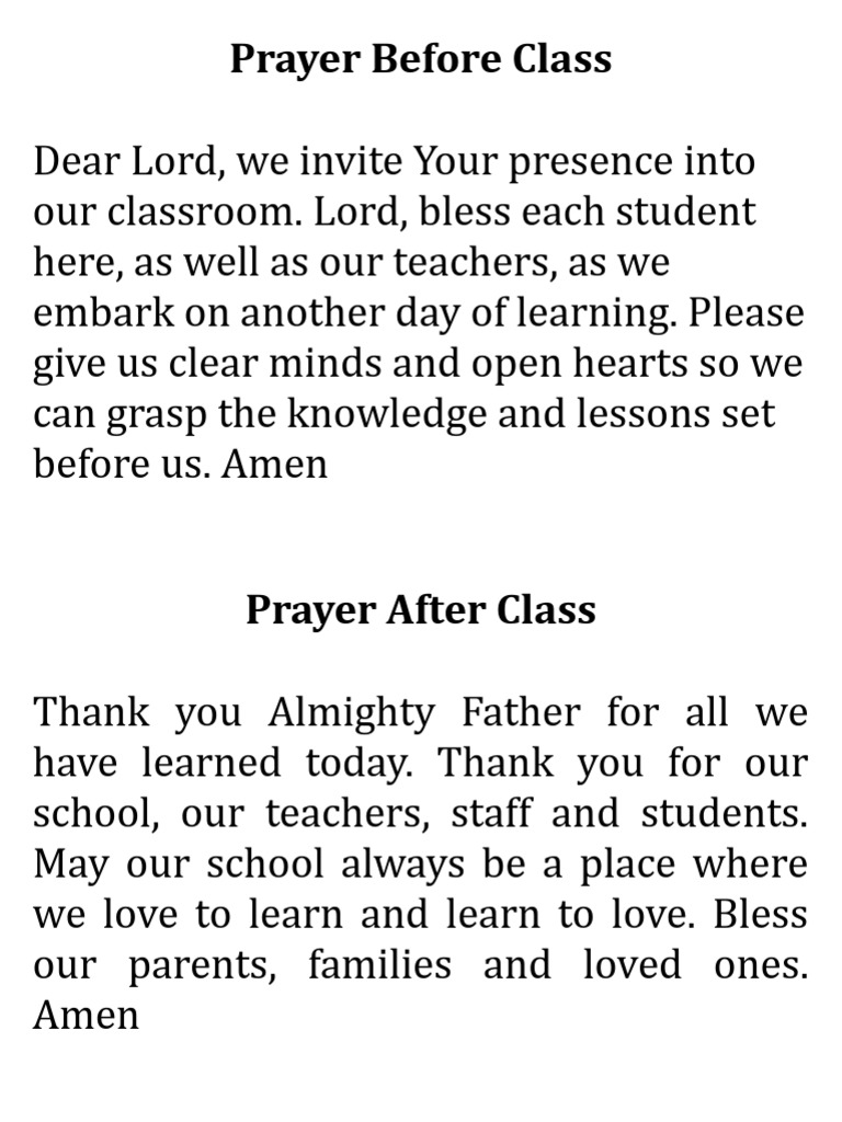Prayer Before Class | PDF