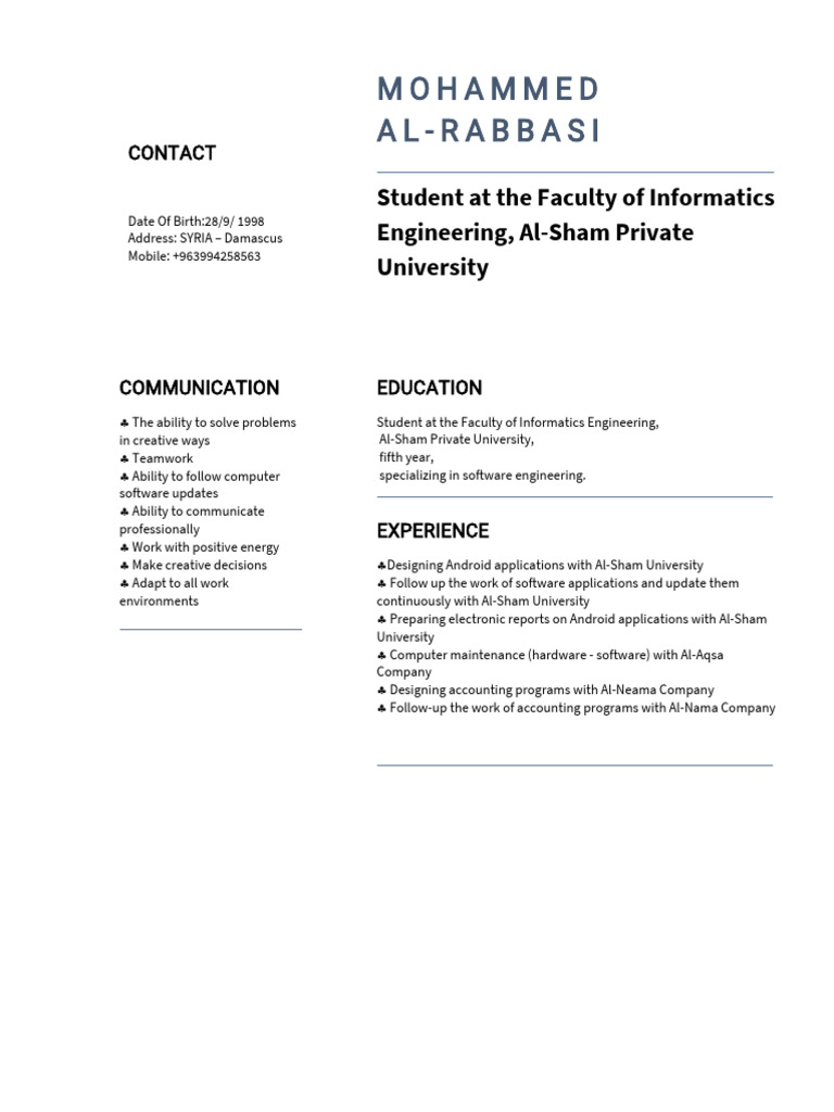 CV - Mohammed Al - Rabbasi | PDF
