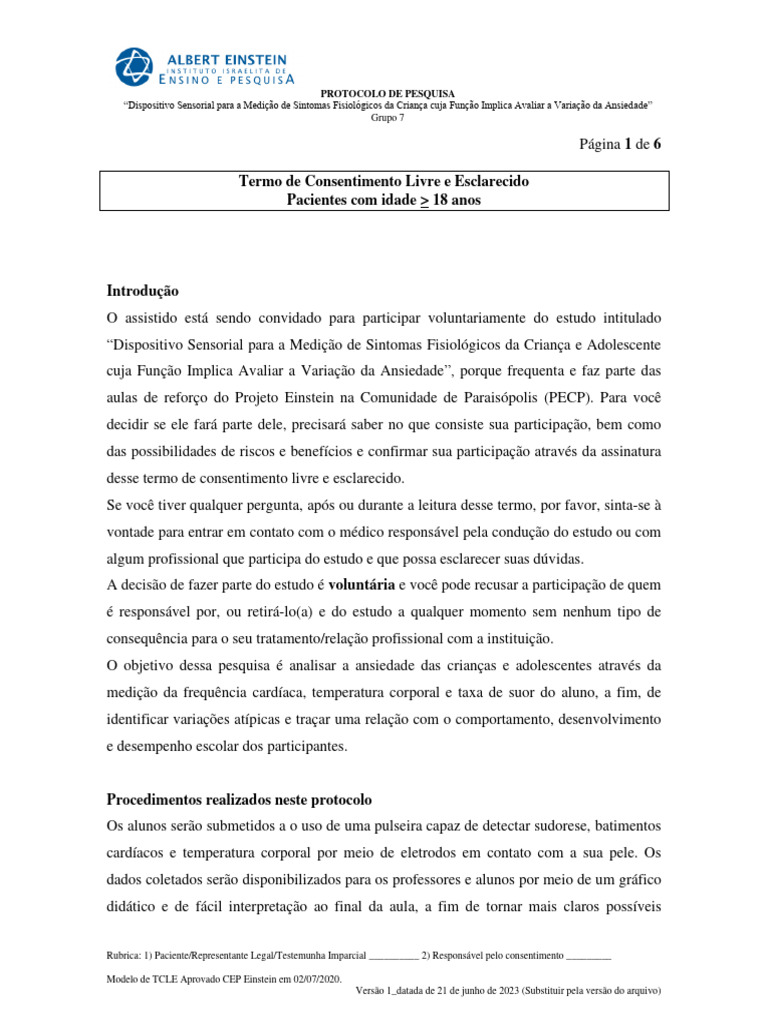 Modelo Tcle Oficial 2020 | PDF | Consentimento Livre e Esclarecido ...