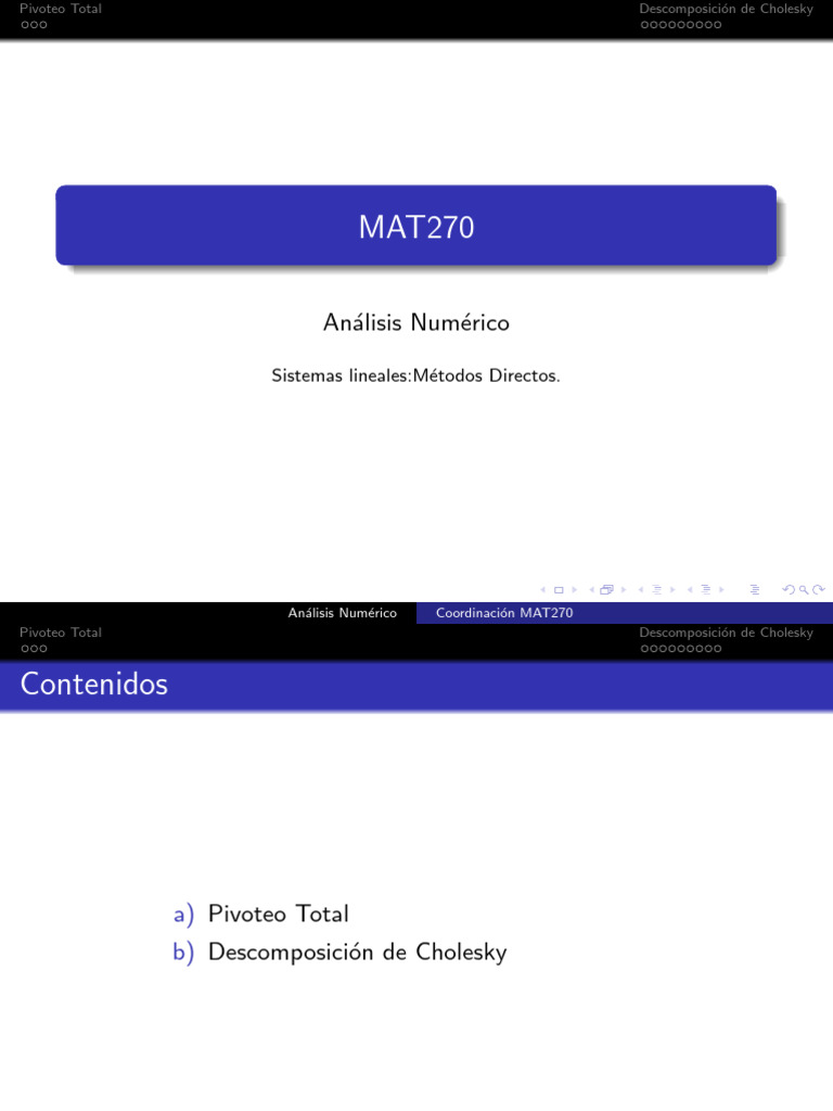 Pivoteo y Cholesky en Análisis Numérico | PDF | Matriz (Matemáticas ...