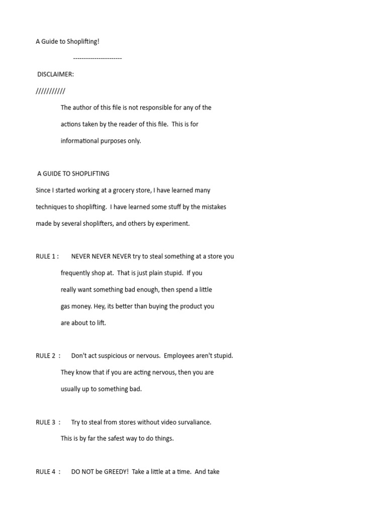 A Guide To Shoplifting | PDF | Crimes | Crime & Violence