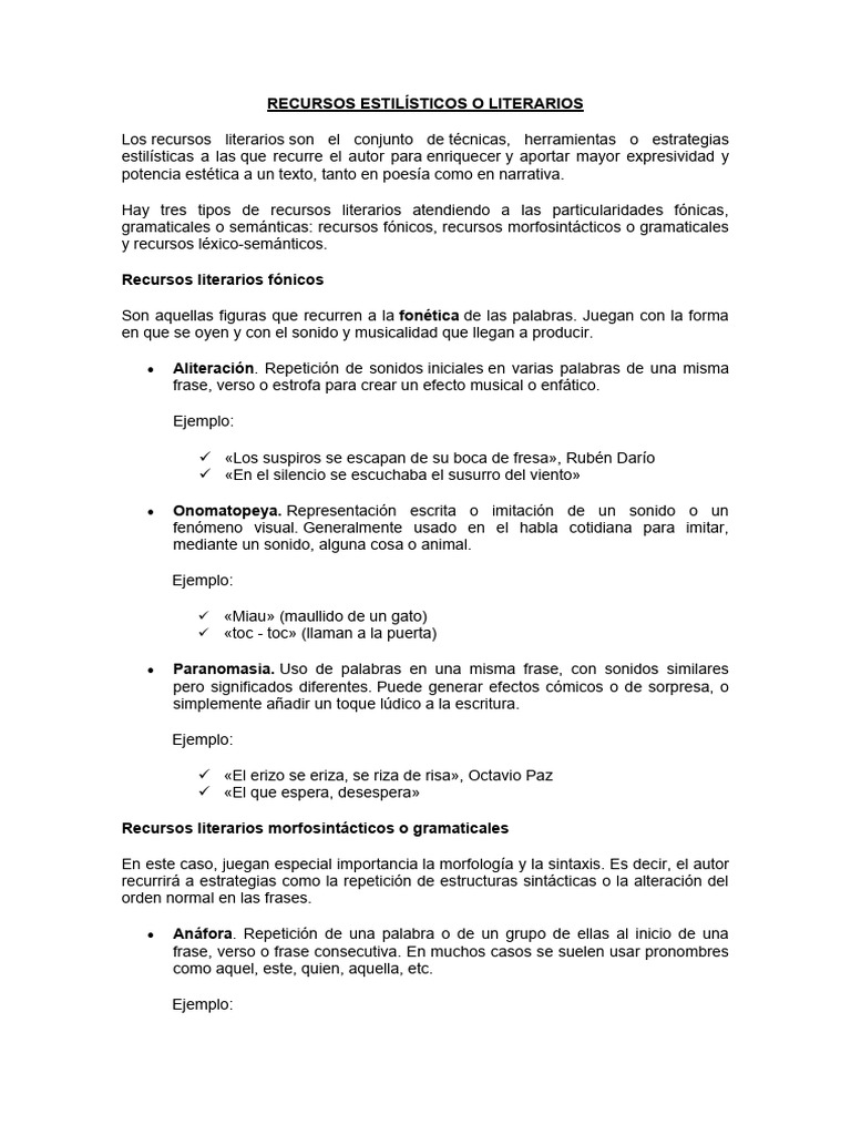 Recursos Literarios: Guía Completa | PDF | Poesía | Metáfora