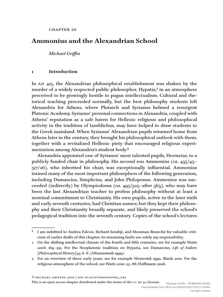 Ammonius and His School An Introduction | PDF | Plato | Aristotle