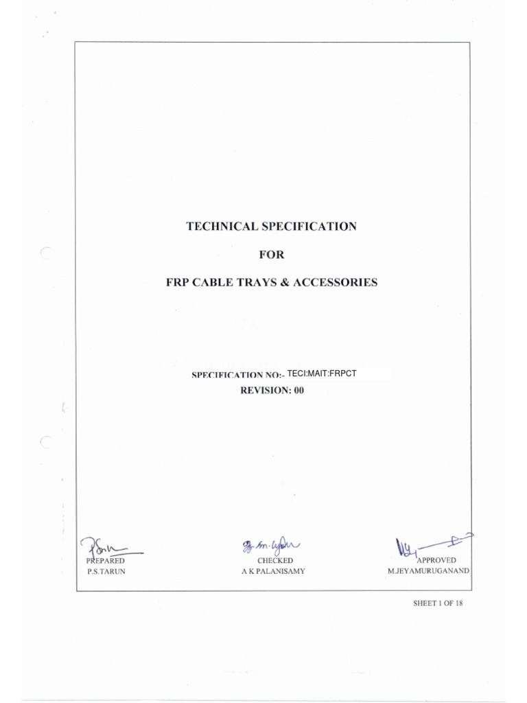 FRP Cable Tray Technical Specification | PDF | Fibre Reinforced Plastic ...
