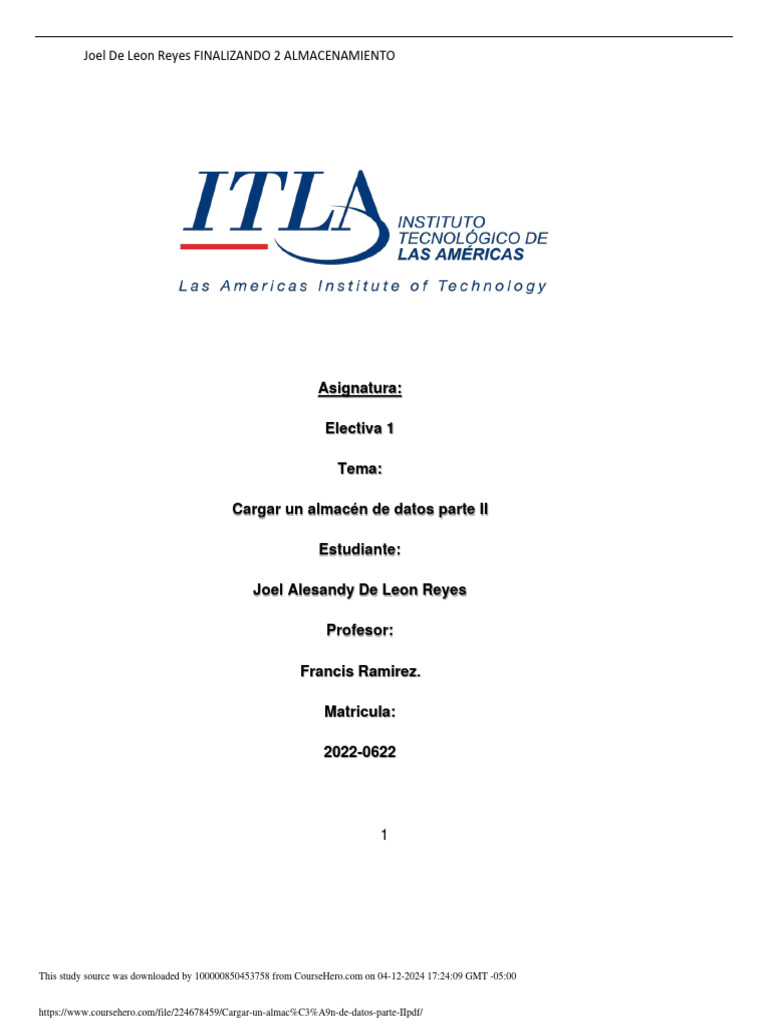 Cargar Un Almac N de Datos Parte II PDF | PDF