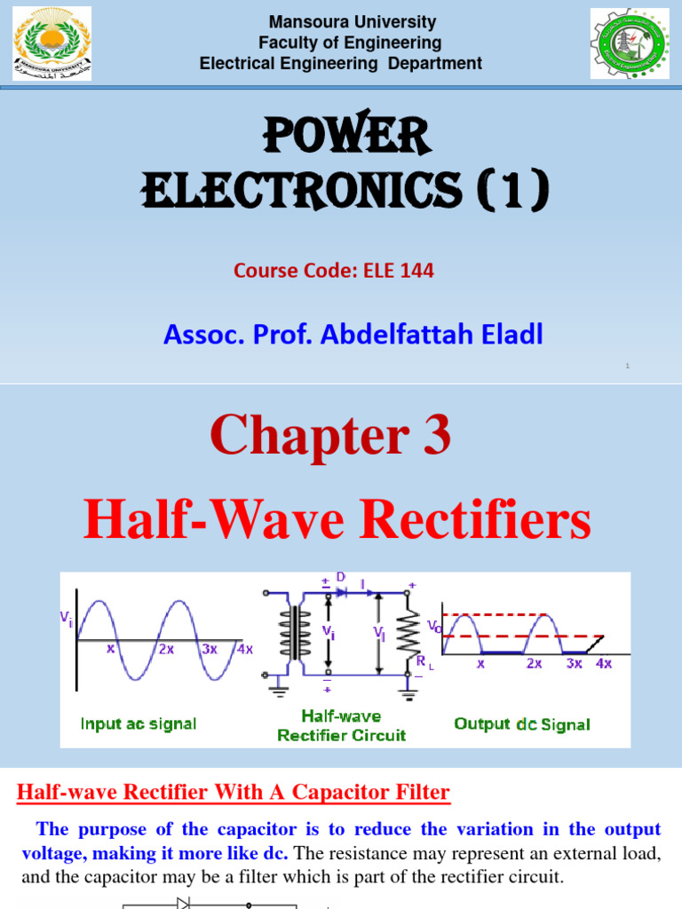 CH - 3-3 - Half-Wave Rectifiers | PDF | Rectifier | Capacitor