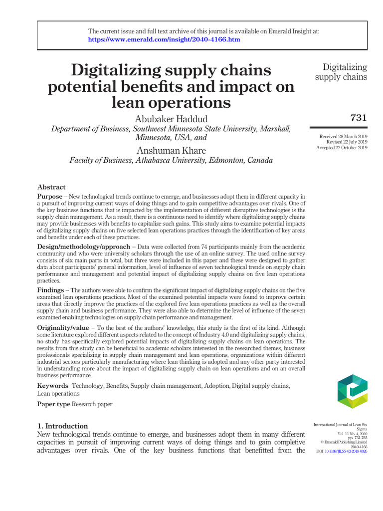 Digitalizing Supply Chains | PDF | Lean Manufacturing | Supply Chain
