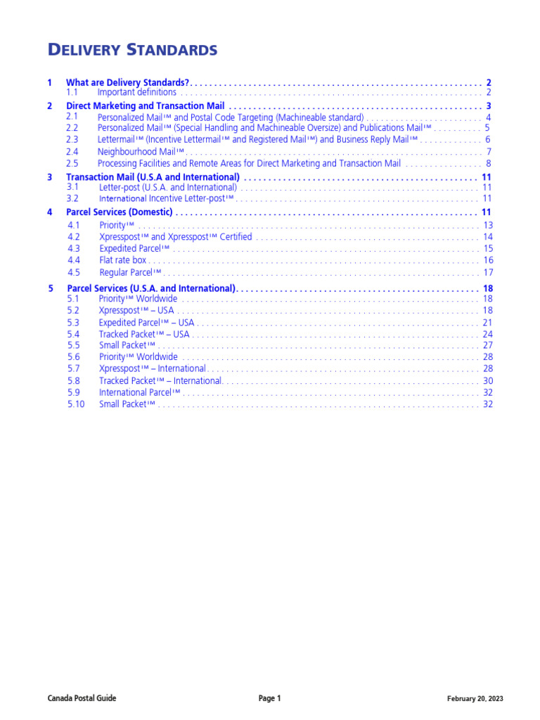 Delivery Standards PDF Provinces And Territories Of Canada Public