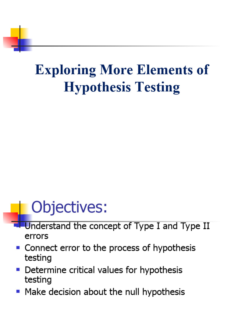 14stat Exploring More Elements of Hypothesis Testing | PDF