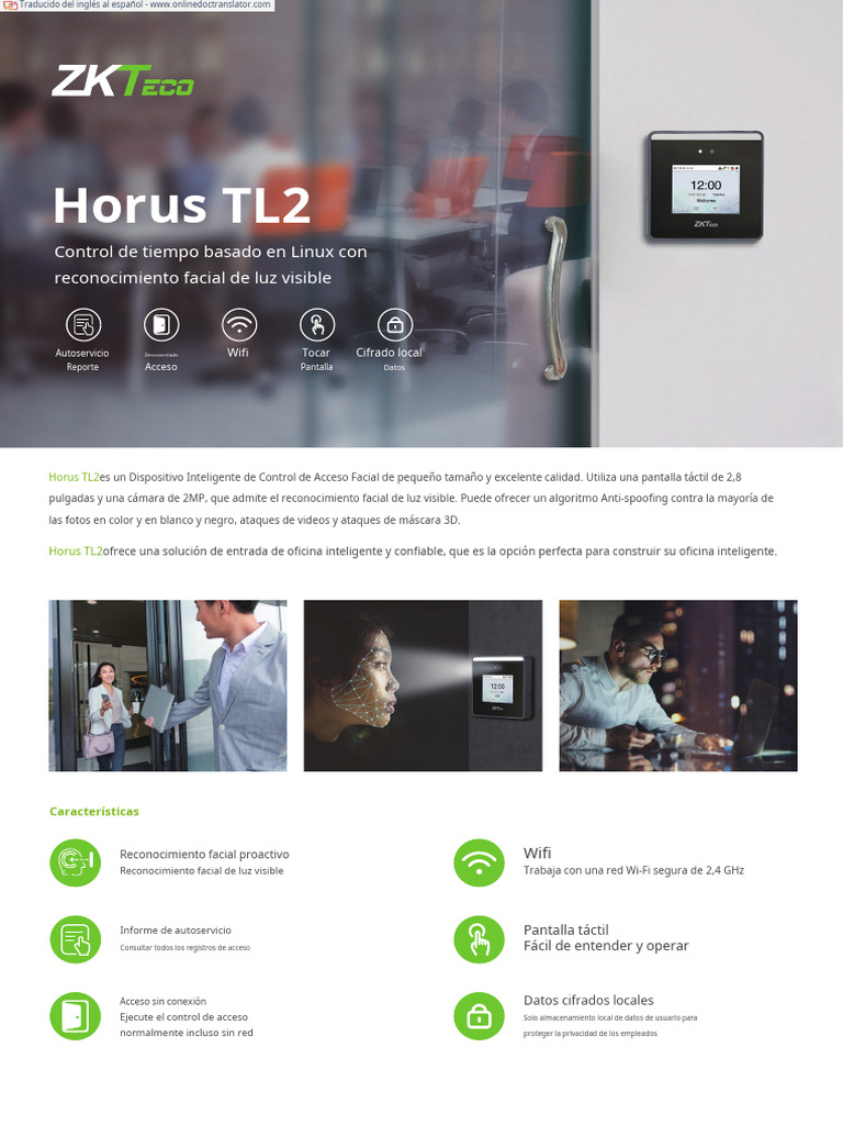Zkteco Horus Tl2 | PDF | Hardware de la computadora | Wifi