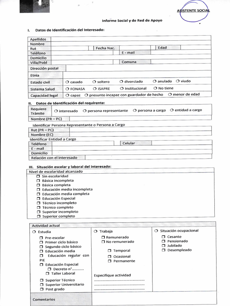 Informe de Social y de Redes de Apoyo | PDF
