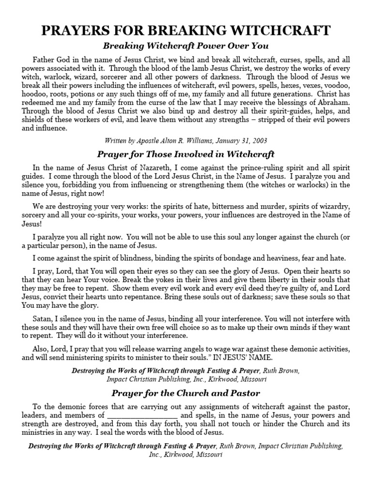 Prayers For Breaking Witchcraft Pdf Witchcraft Magician Fantasy