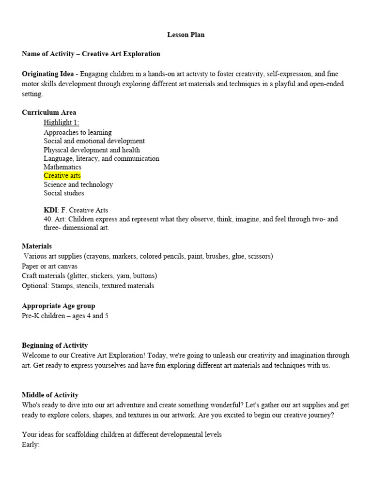 Lesson Plan Ca | Download Free PDF | Creativity | Rhythm