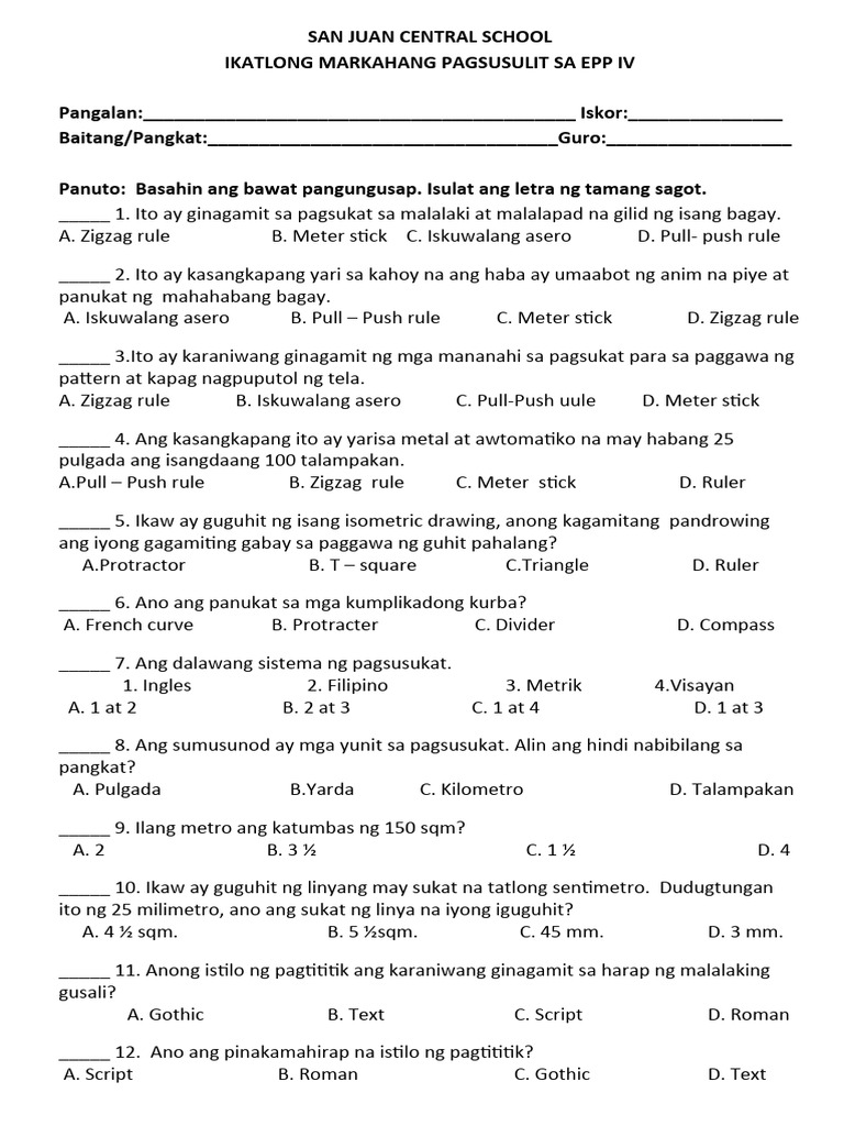 PT_EPP 4 - Q4 V1 | PDF
