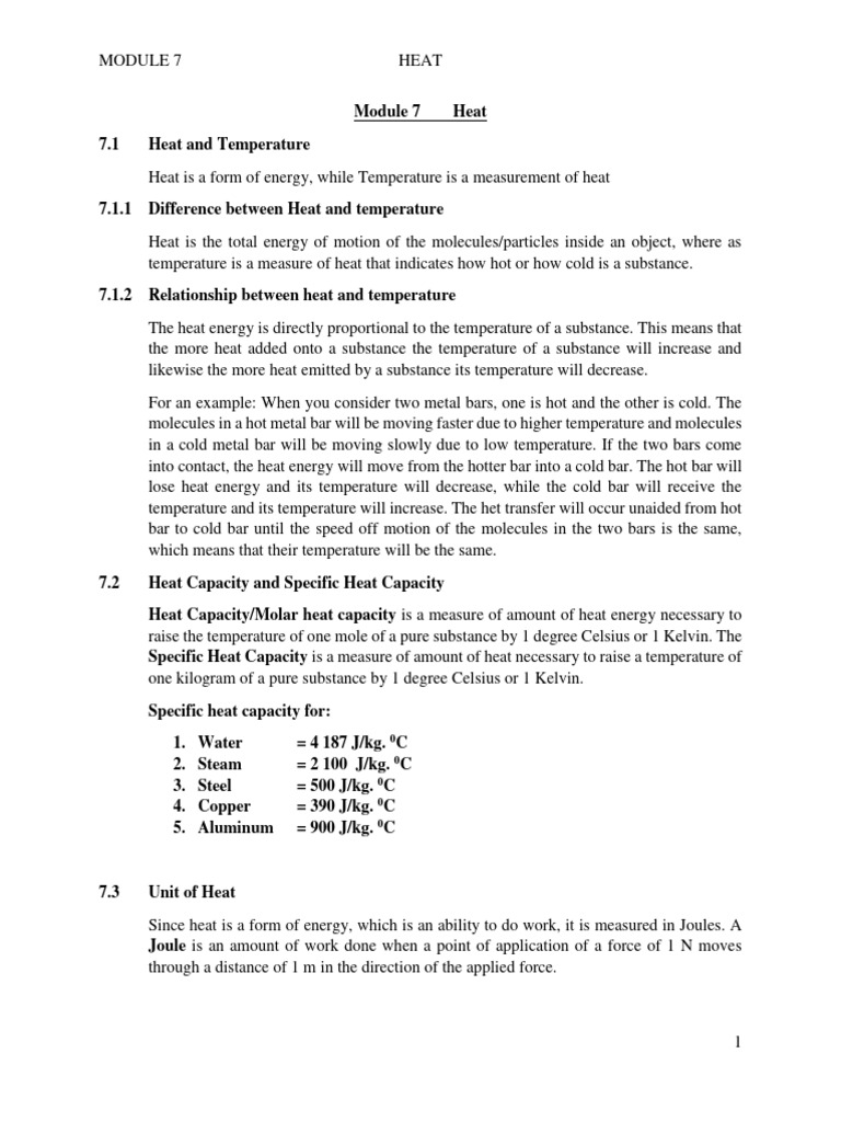 Module 7 Heat | PDF | Steam | Fuels