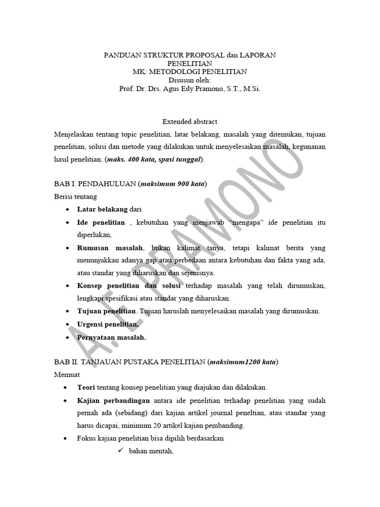 Panduan Struktur Proposal Dan Laporan Penelitian | PDF | Sains & Matematika