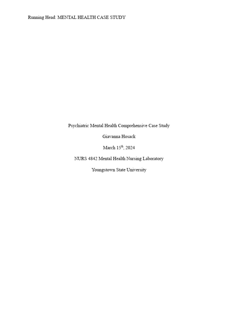 Psychiatric Mental Health Comprehensive Case Study | PDF | Mental ...
