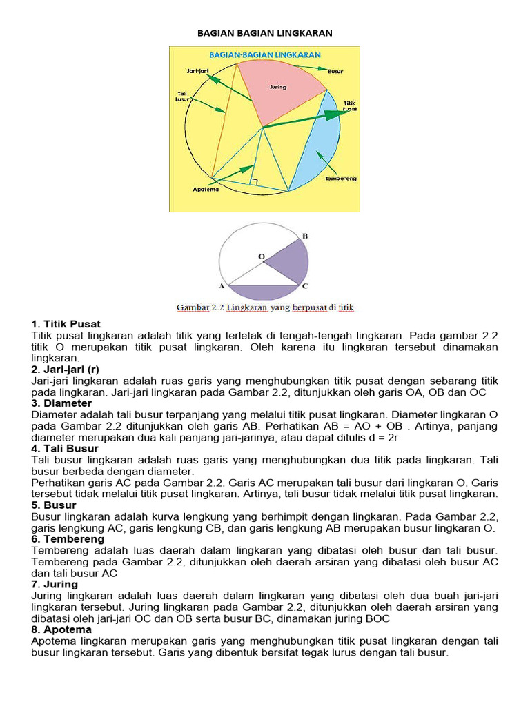 Bagian-Bagian Lingkaran dan Penjelasannya | PDF