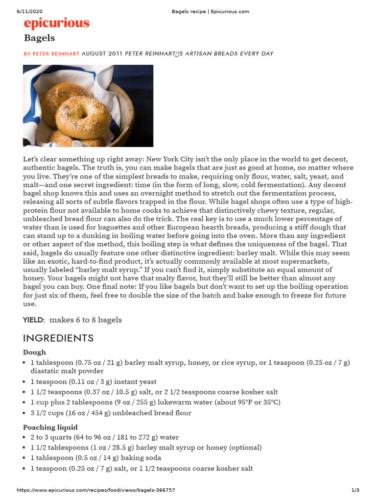 Bagels Recipe | PDF | Teaspoon | Flour